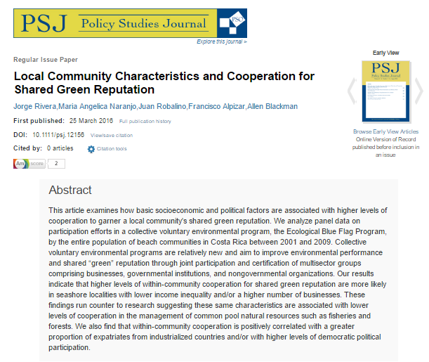 Local Community Characteristics and Cooperation for Shared Green ...